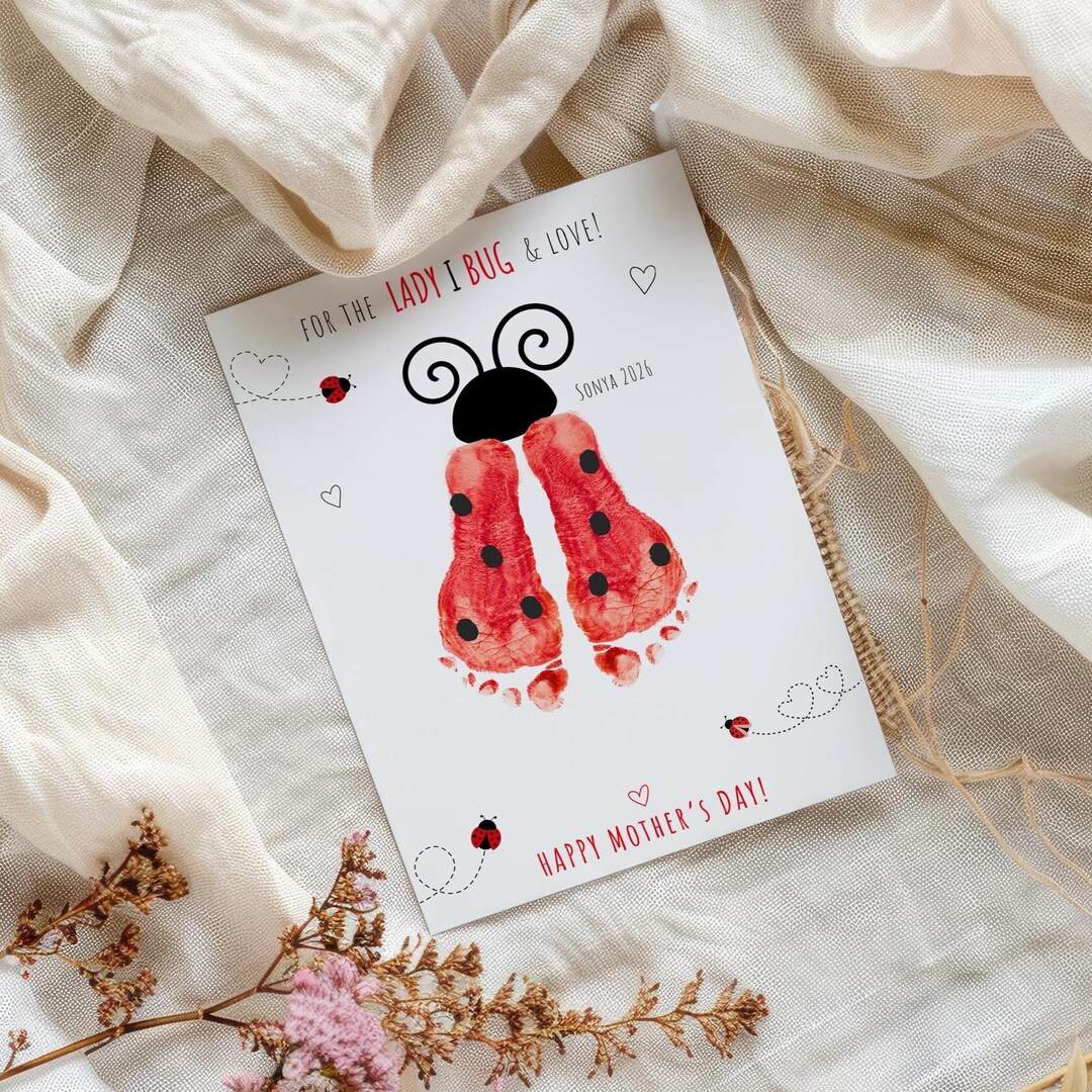 Ladybug Mothers Day Handprint Card - Baby's First Footprint Keepsake ...