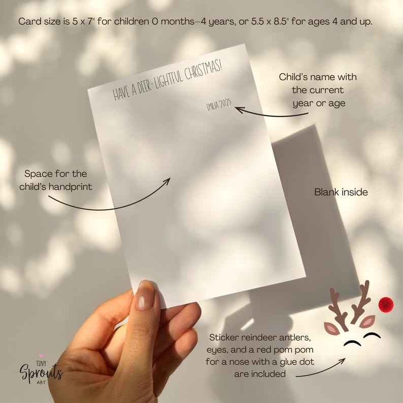 Reindeer Handprint Christmas Card - Personalized Gift for Teacher ...