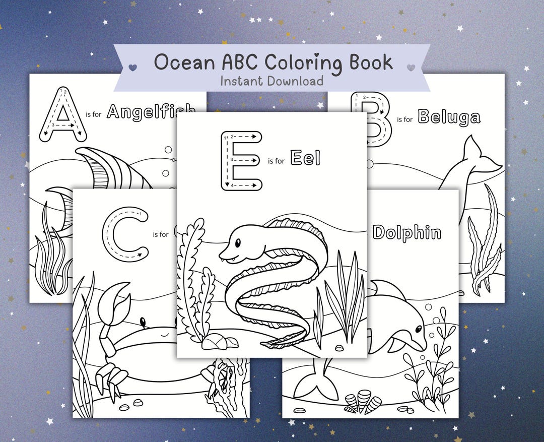 Ocean Instant Download Coloring Pages for Kids Learning ABC Worksheet ...