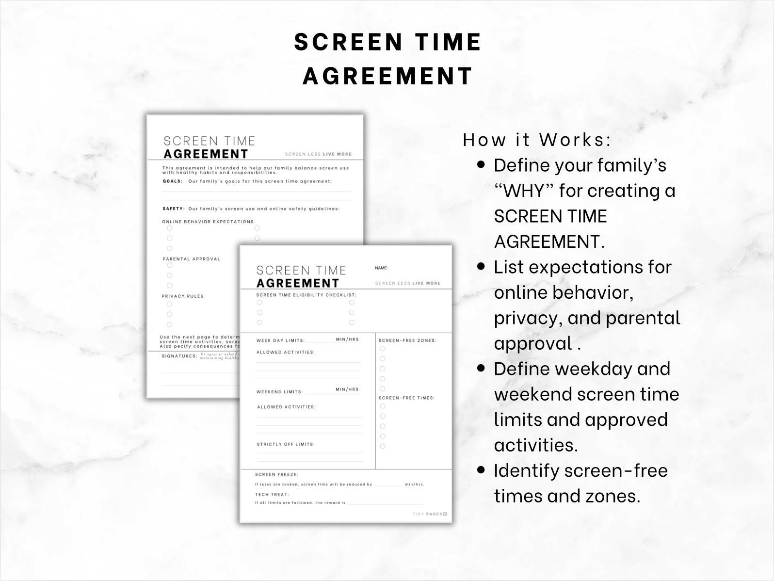 Screen Time Agreement for Kids | Printable Family Screen Time Rules ...