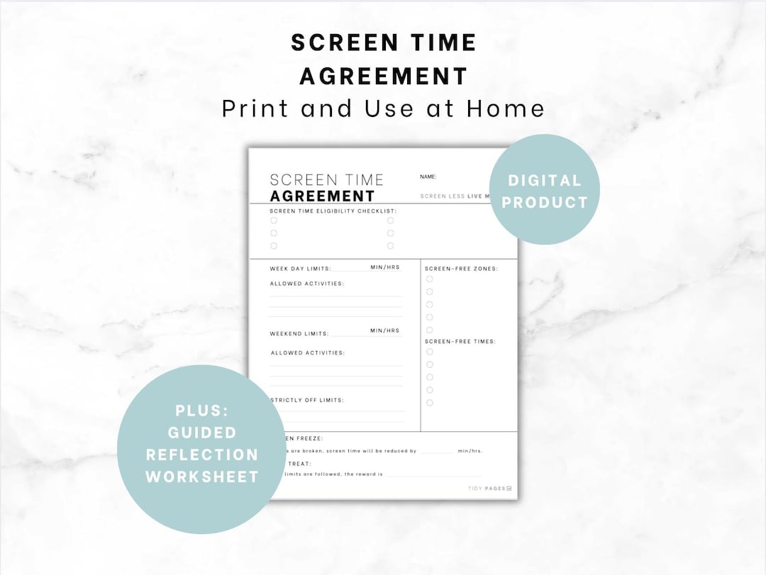 Screen Time Agreement for Kids | Printable Family Screen Time Rules ...
