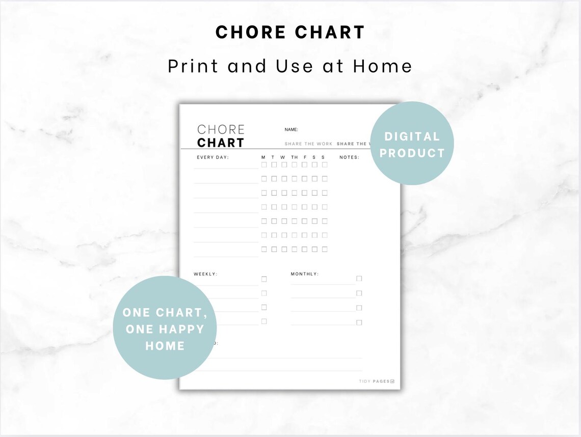 Chore Chart Printable | Daily, Weekly & Monthly Task Tracker ...