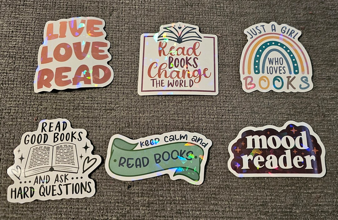 Read Books Sticker Bundle Reader Stickers Cute Gift Idea Bookworm ...