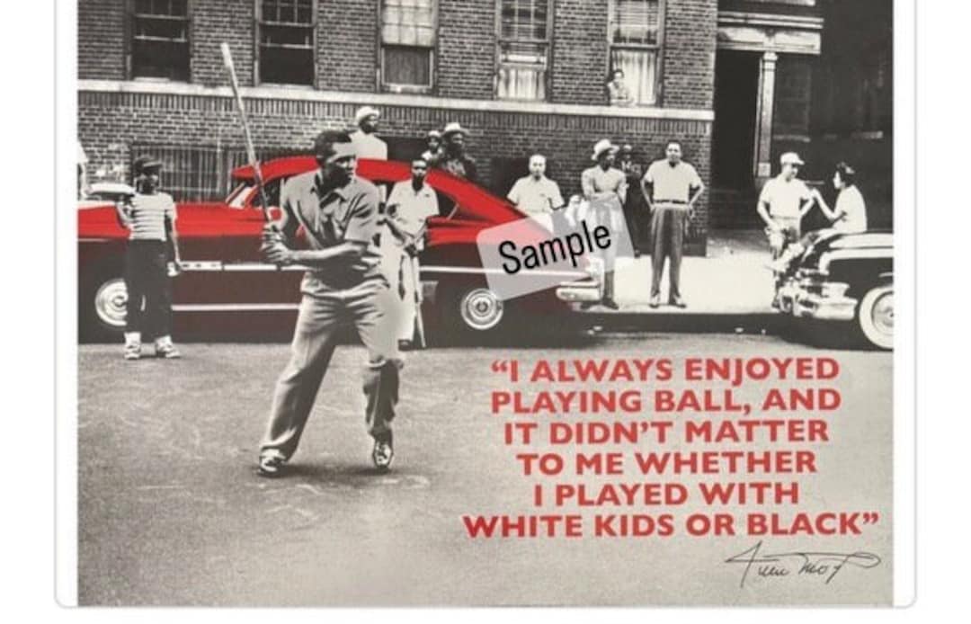 WILLIE MAYS Playing Stickball 1950s Harlem inspirational Quote Vintage ...