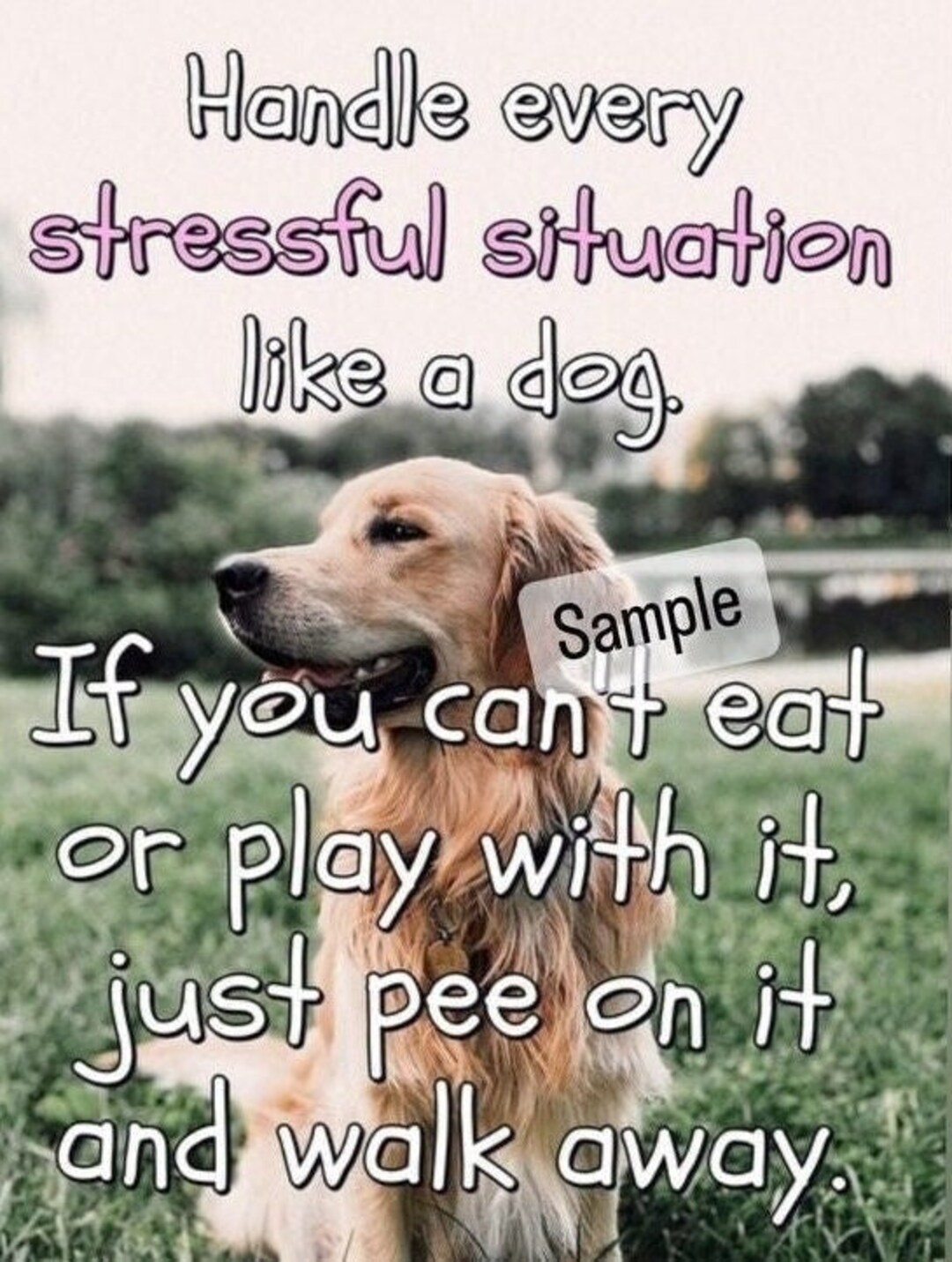 Funny Dog Quote Poster Photograph Print, handle Every Stressful ...