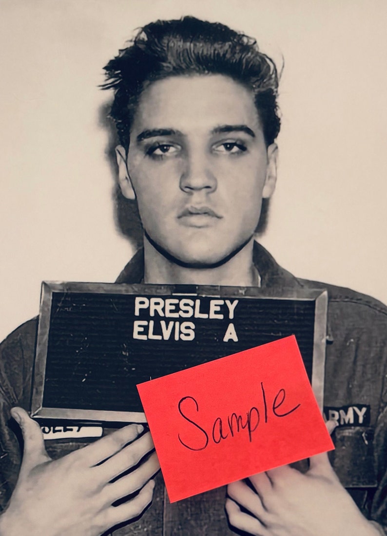 Young Elvis Presley ARMY MUGSHOT, 1960 Vintage Poster, Photograph Print ...