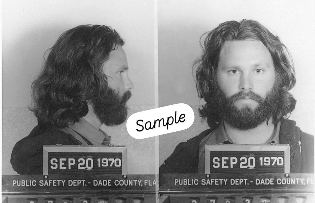 Jim Morrison Mugshot Vintage 1970 Poster Photograph Print, the DOORS ...