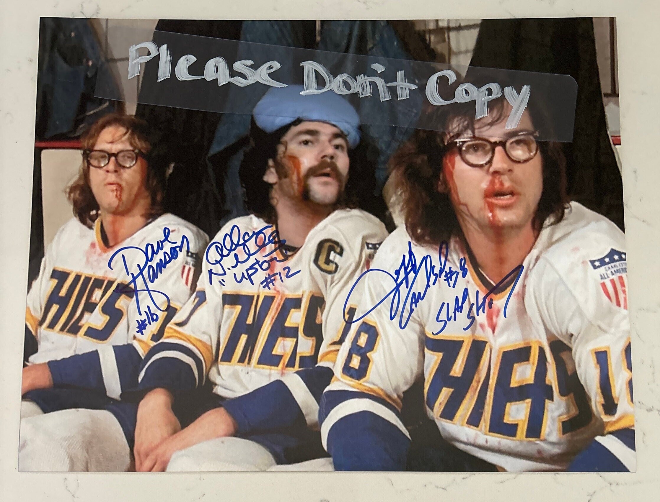 Slap Shot Movie Poster, Vintage Photo MULTI-AUTOGRAPHED & INSCRIBED by the Hanson Brothers: Jeff ...