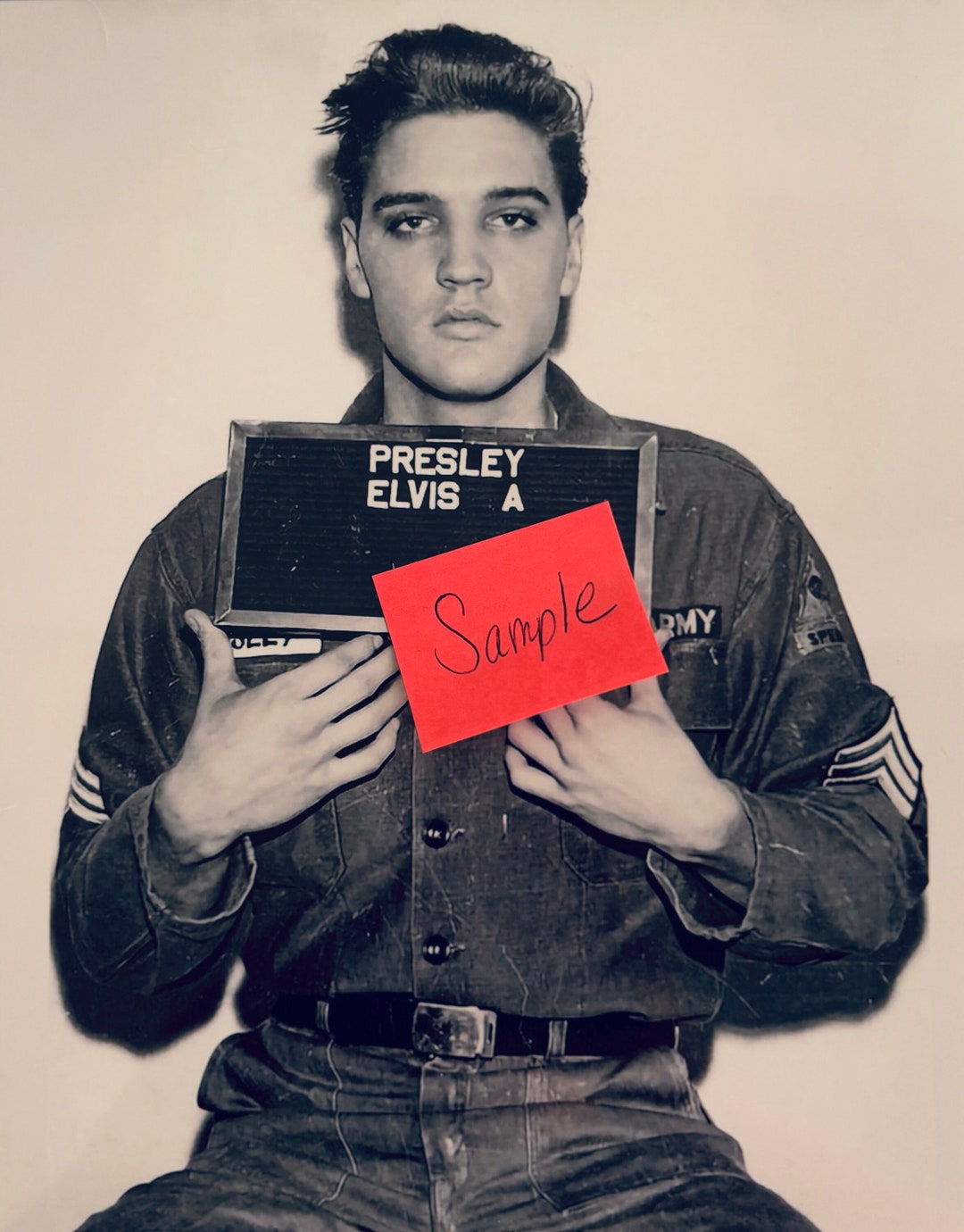 Young Elvis Presley ARMY MUGSHOT, 1960 Vintage Poster, Photograph Print ...