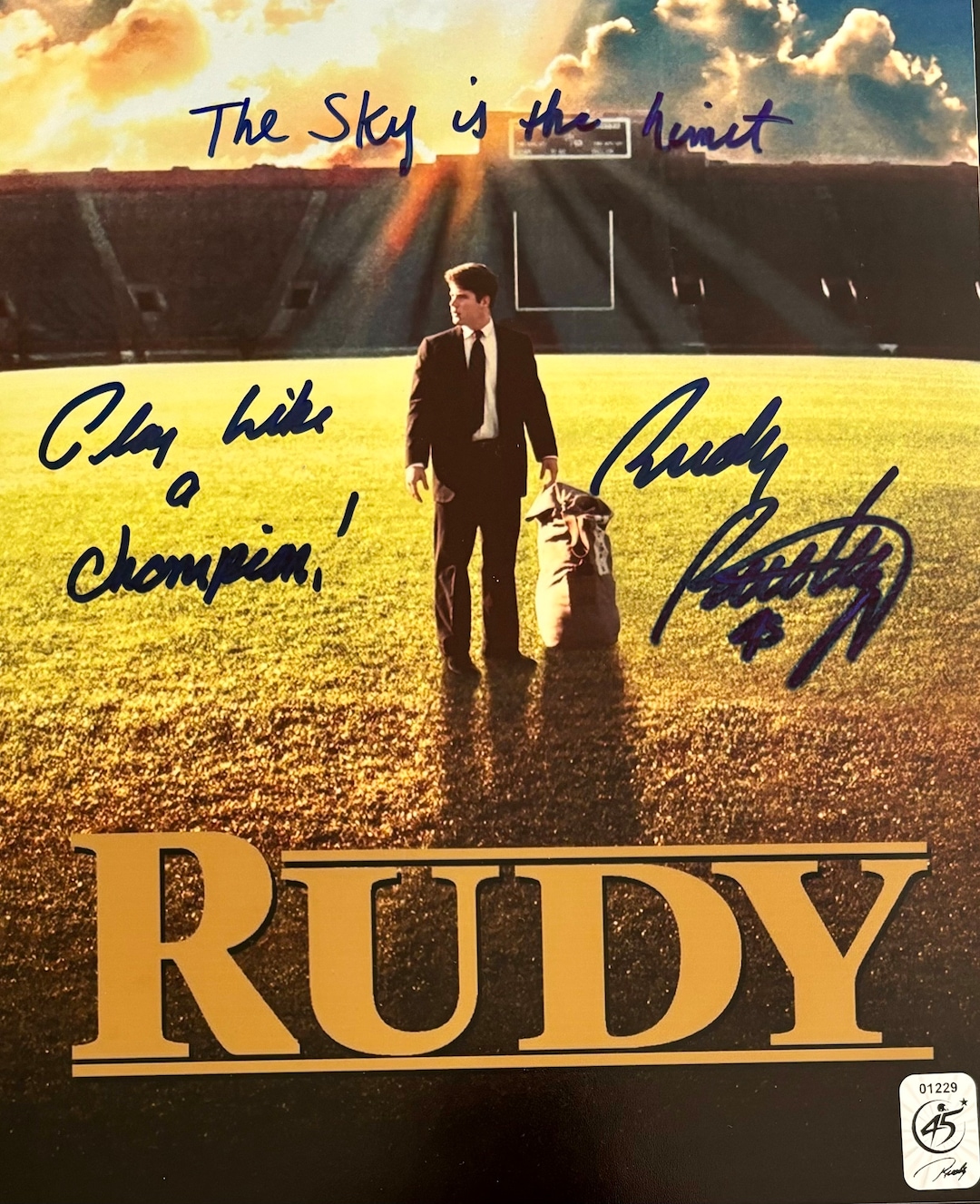 Rudy Ruettiger Signed With Multiple Inscriptions, Sean Astin RUDY MOVIE ...