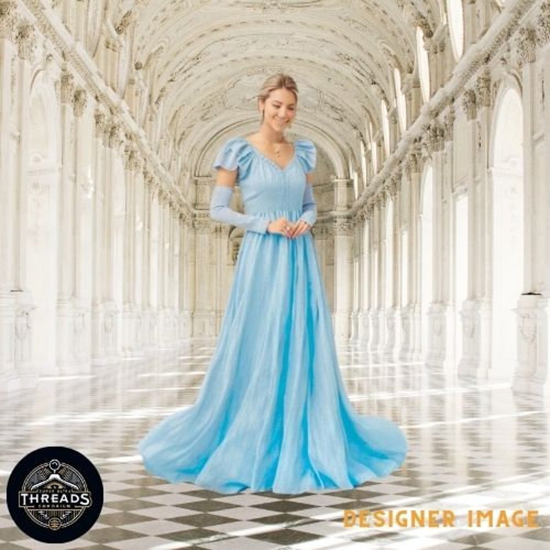 Victorian Regency Cosplay Dress Women's Blue Lace Dress Vintage ...