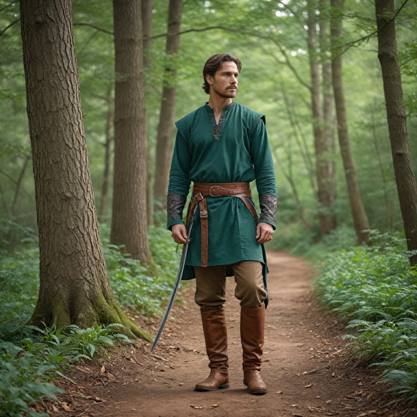 Forest Ranger Hero Tunic Medieval Woodland Archer Costume Noble Green ...