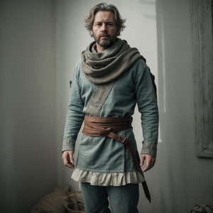 Viking Warrior Hooded Tunic Medieval Larp Cosplay Costume Nordic ...