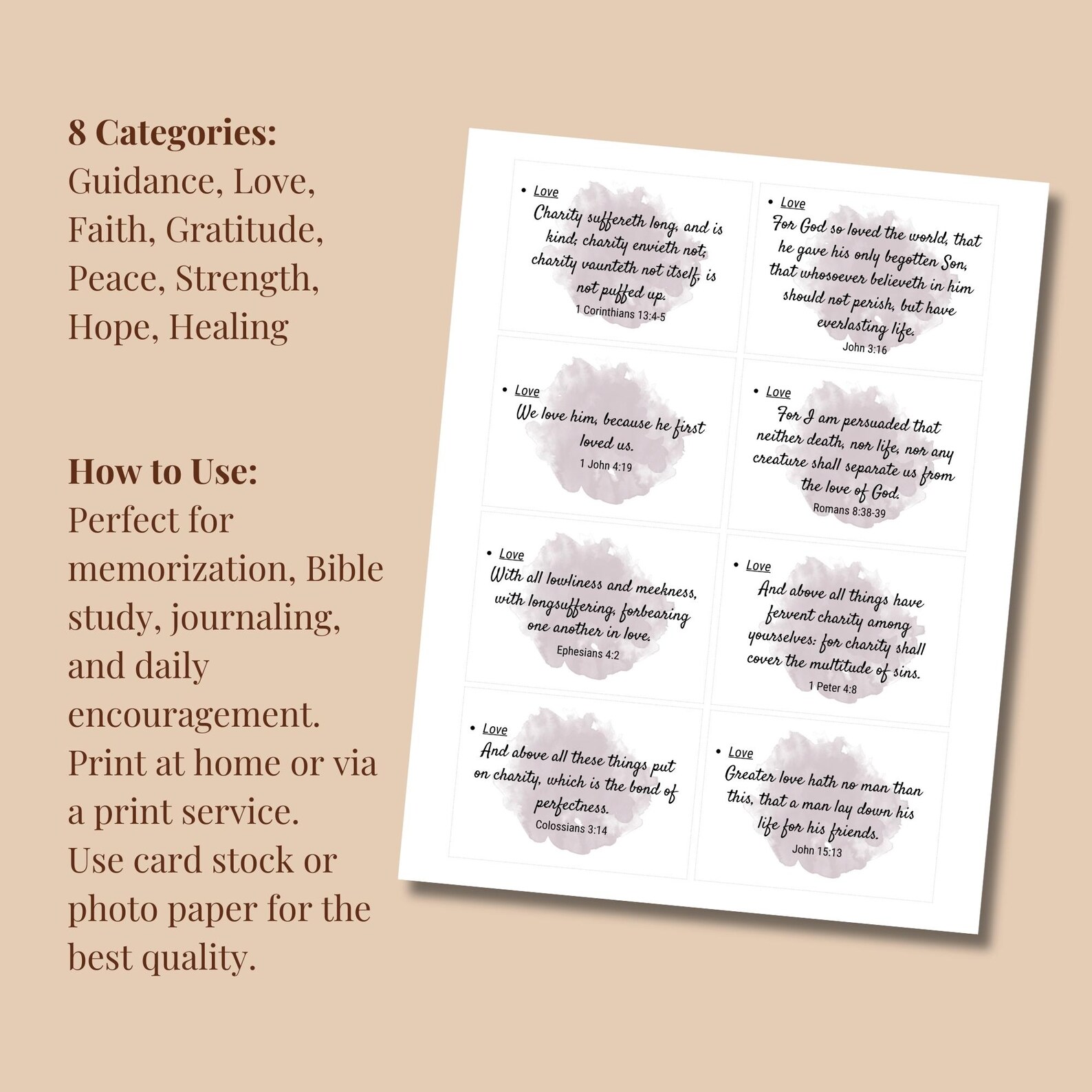 KJV Bible Scripture Memorization Cards - Digital Download - 64 Popular ...