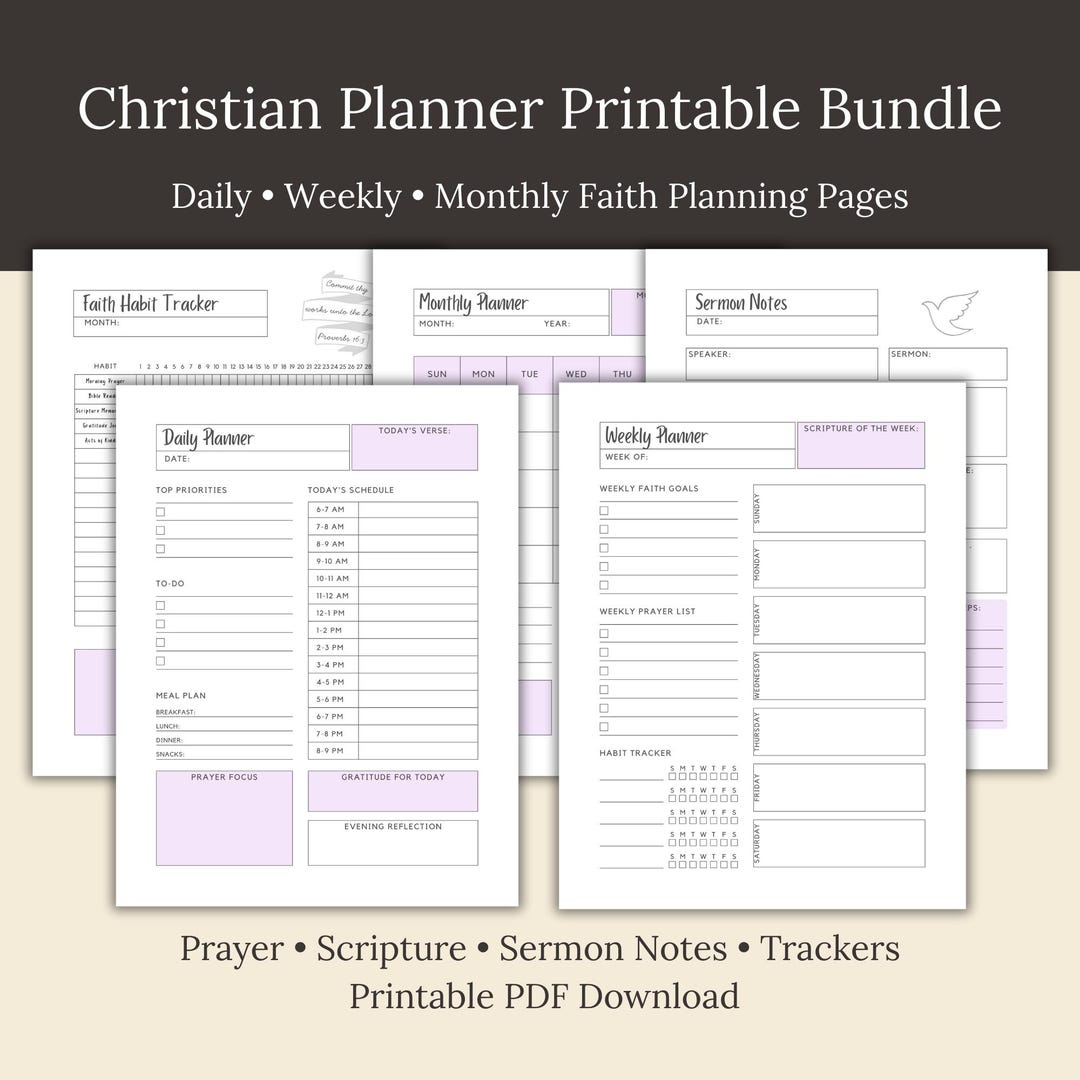 Christian Planner Printable | Daily, Weekly, Bible Study (PDF) - Etsy