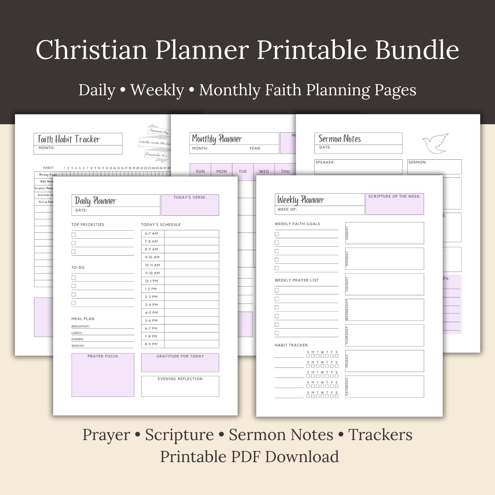 Christian Planner Printable | Daily, Weekly, Bible Study (PDF) - Etsy
