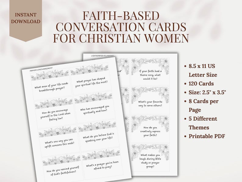 Christian Conversation Starter Cards for Women: Floral Faith-based (PDF ...