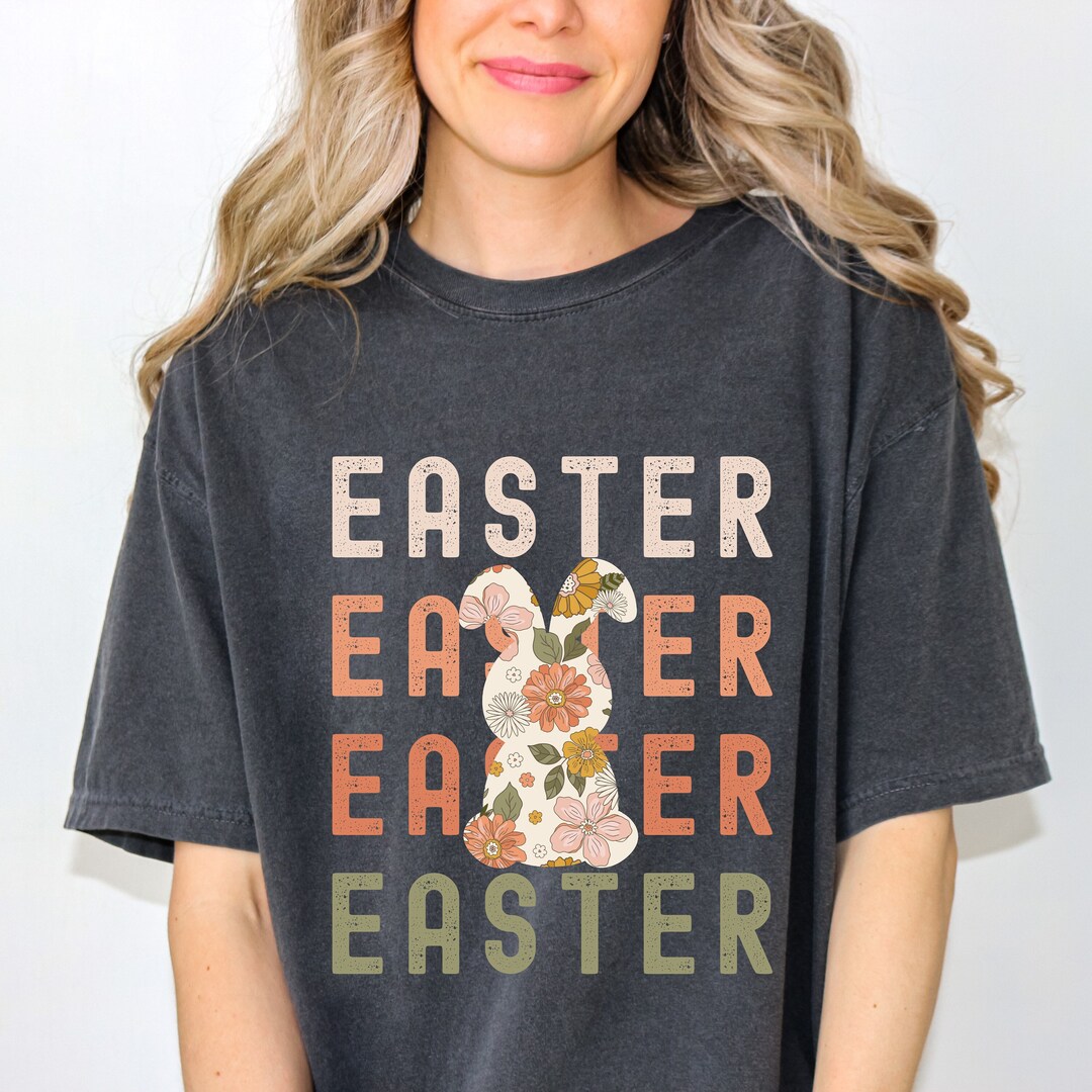 Hello Spring, Retro Graphic Easter Bunny Tee, Vintage Easter Shirt for ...