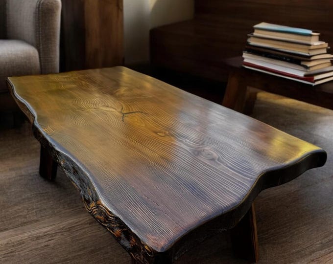 Rustic Coffee Table Modern Solid Wood Coffee Table Live Edge Farmhouse ...