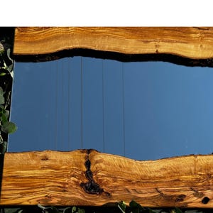 Live Edge Rectangular Olive Wood Wall Mirror, Wooden Live Edge Mirror ...