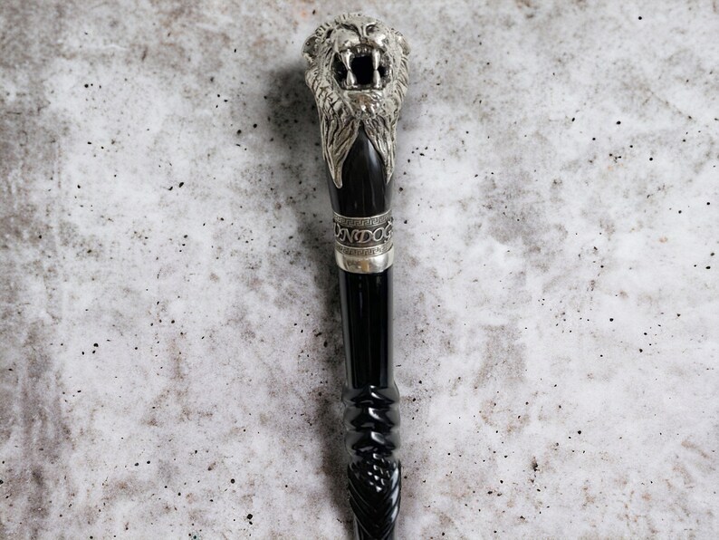 Luxury Silver Lion Handle Walking Stick, Dogwood Hiking Cane, Custom ...