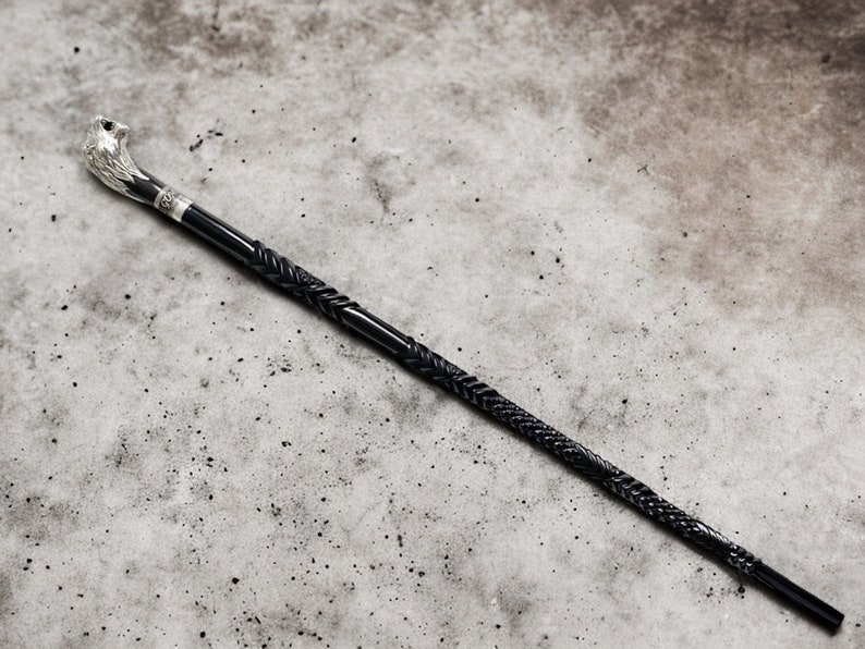 Luxury Silver Lion Handle Walking Stick, Dogwood Hiking Cane, Custom ...