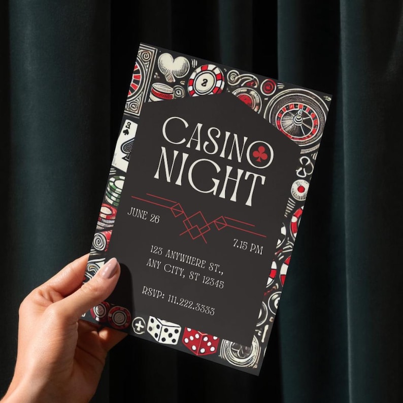 Casino Night Invitation: Editable Poker Party Template (digital ...