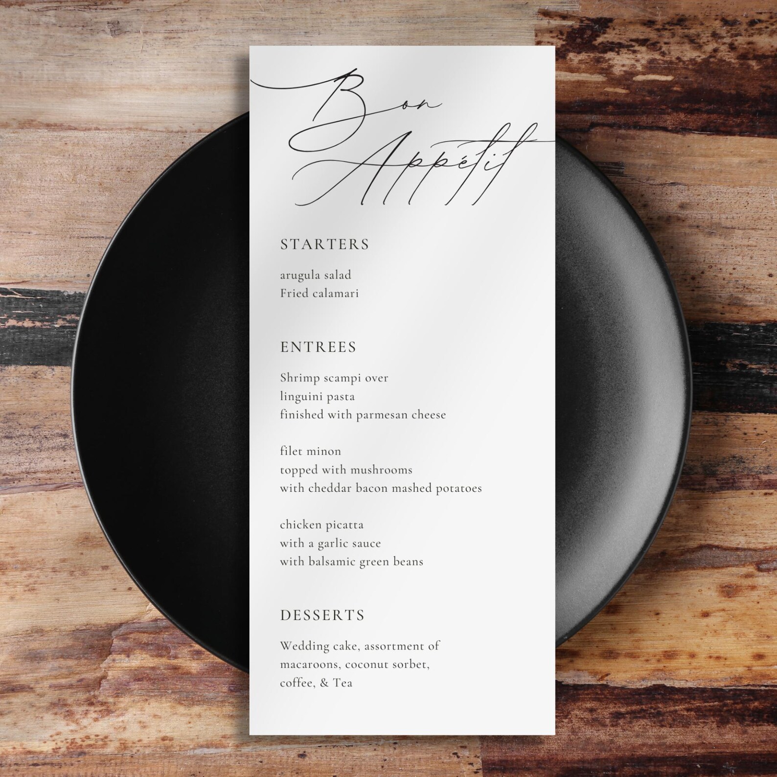 Elegant Modern Menu Template Minimalist Menu Design for Dinner Party ...