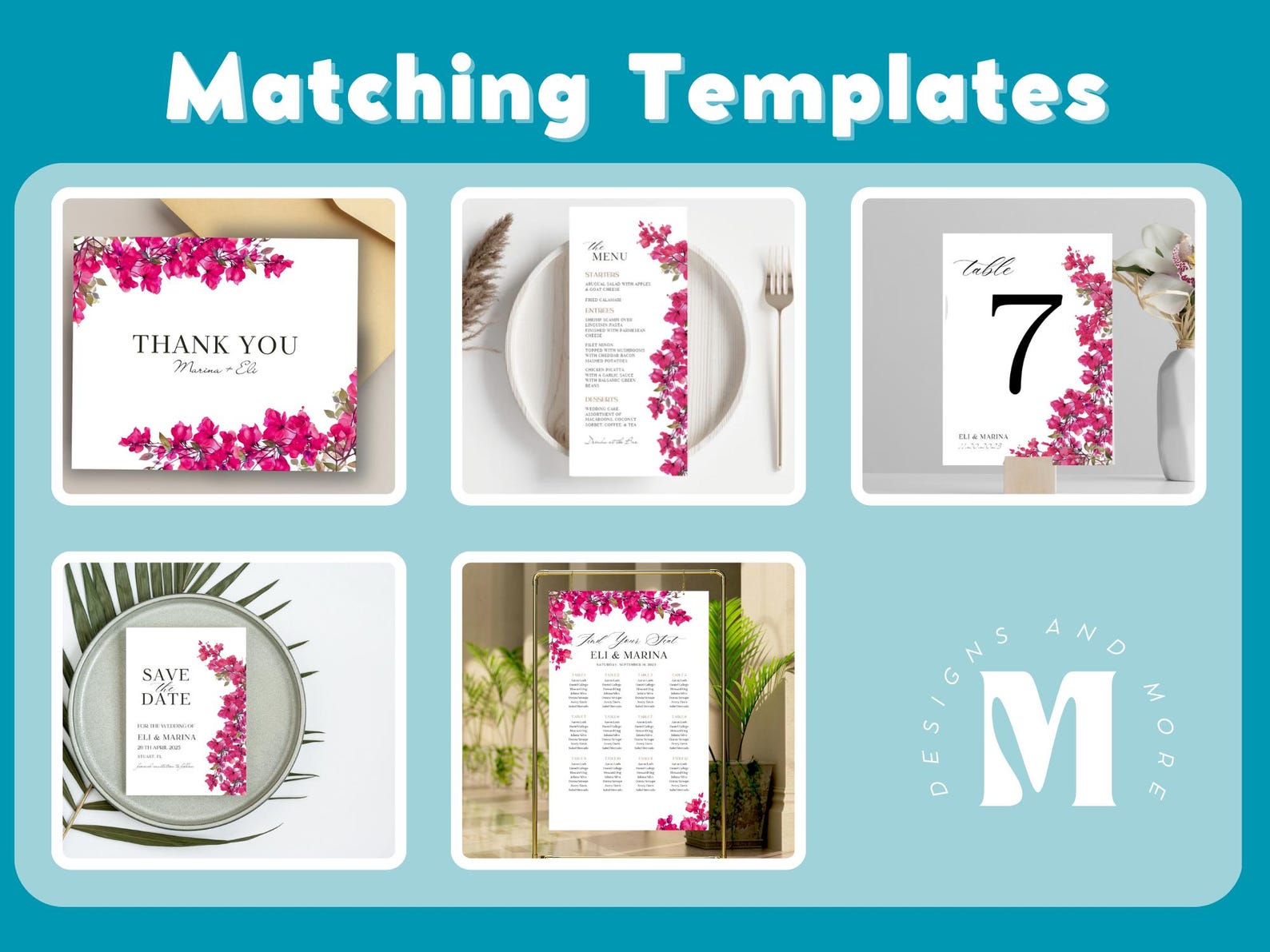 Pink Floral Menu Template for Wedding | Wedding Menu Floral | Pink Menu ...