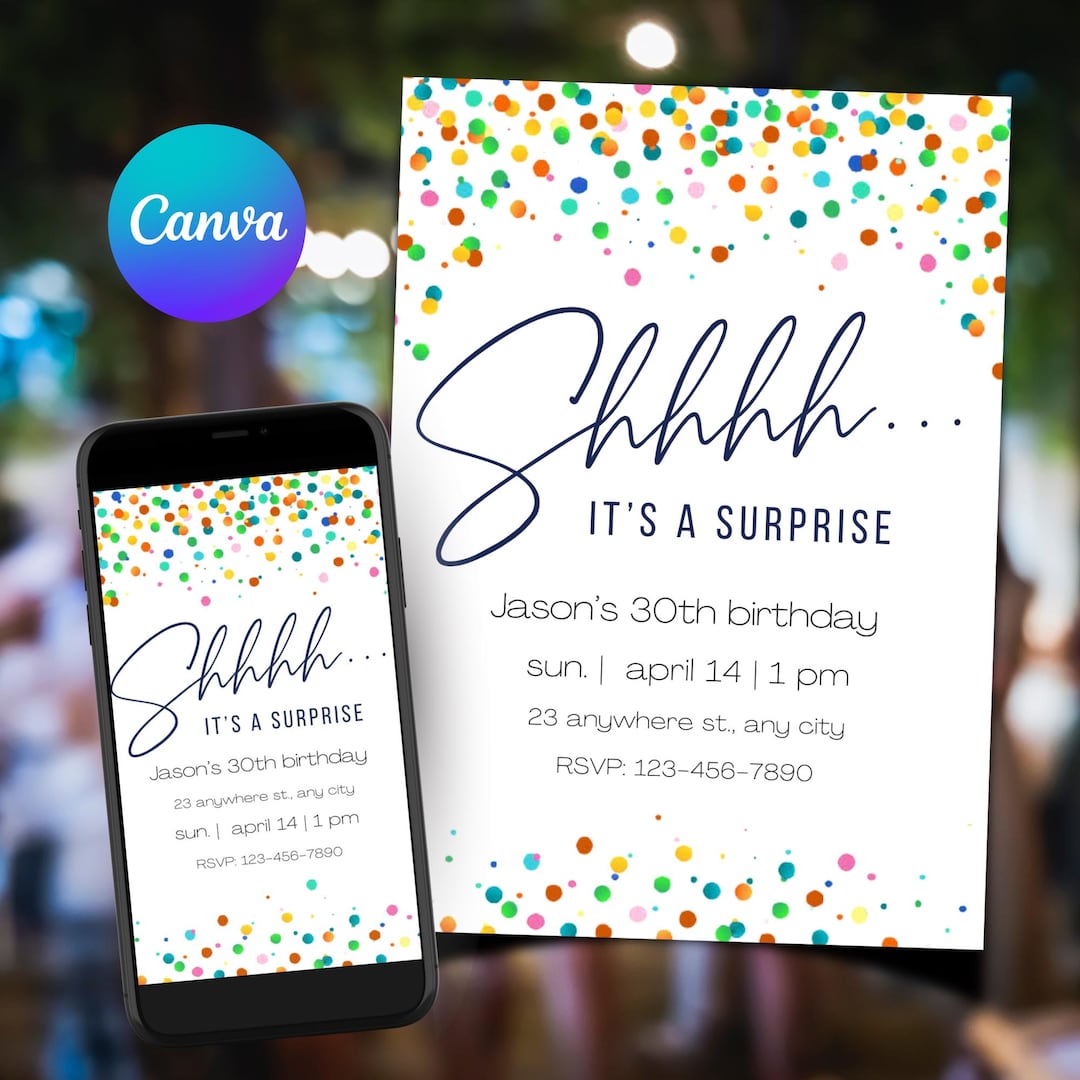 Digital Invite Surprise Party for Birthday, Editable Surprise Party ...