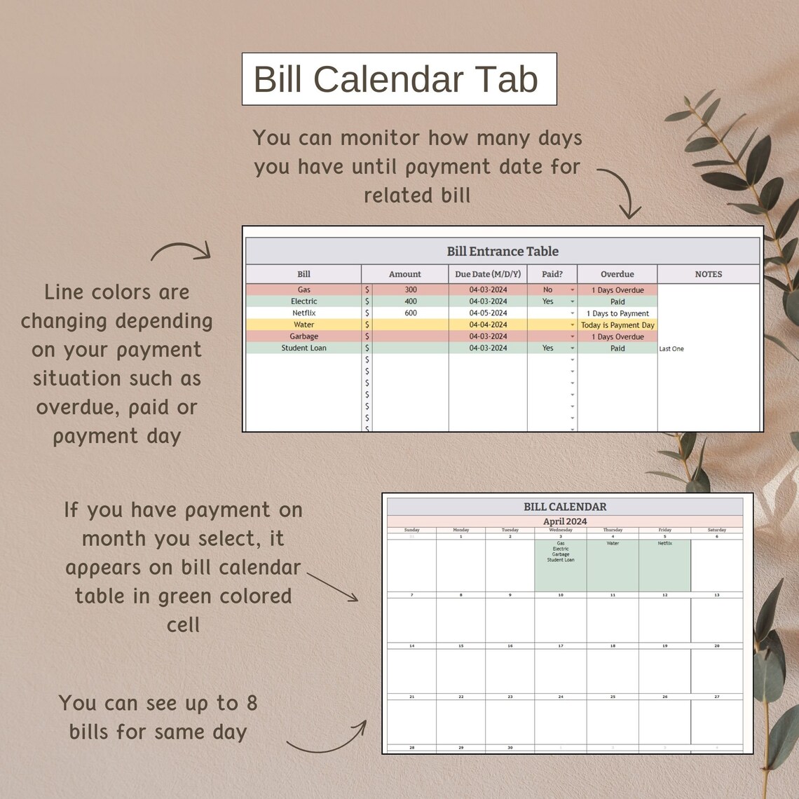 Bill Tracker Google Sheets Monthly Bill Calendar Google Sheets Bill ...