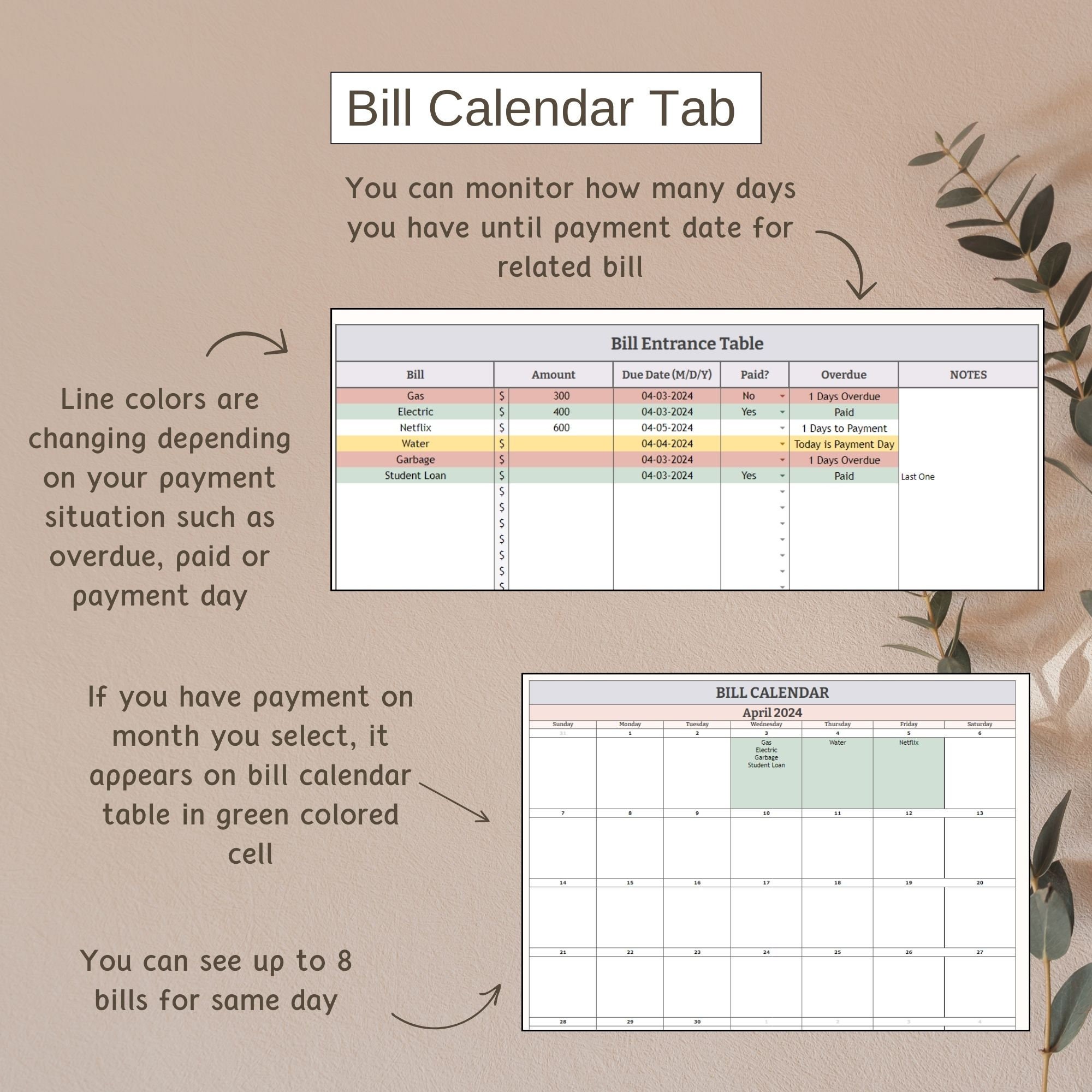 Bill Tracker Google Sheets Monthly Bill Calendar Google Sheets Bill ...