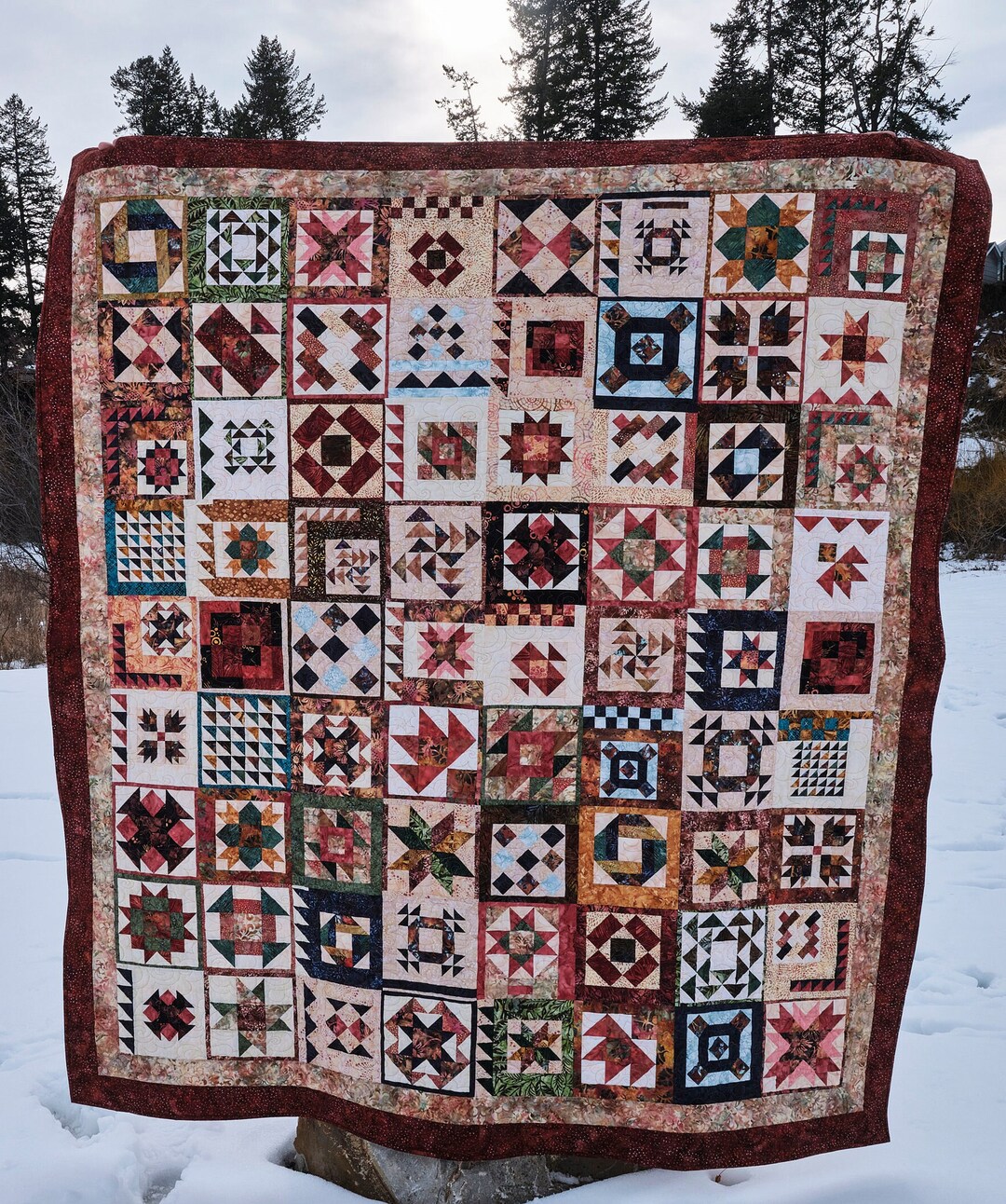 Scrappy Lap Quilt / Multiple Sized Blocks / Traditional Techniques ...