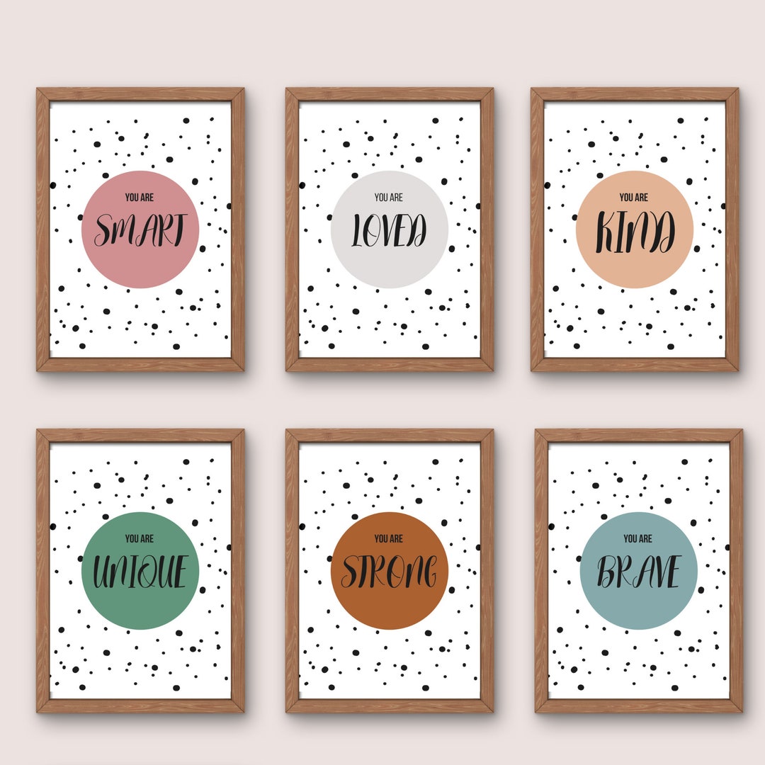 Positive Affirmations for Kids Set of 6 Printable Affirmations Wall Art ...