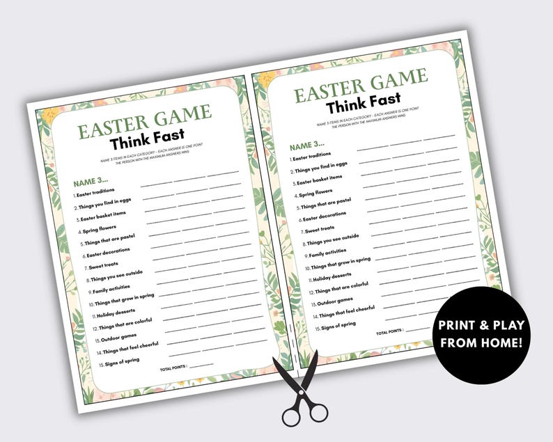 Easter Game Printable | Fun Family Activity for Kids & Adults | Spring ...