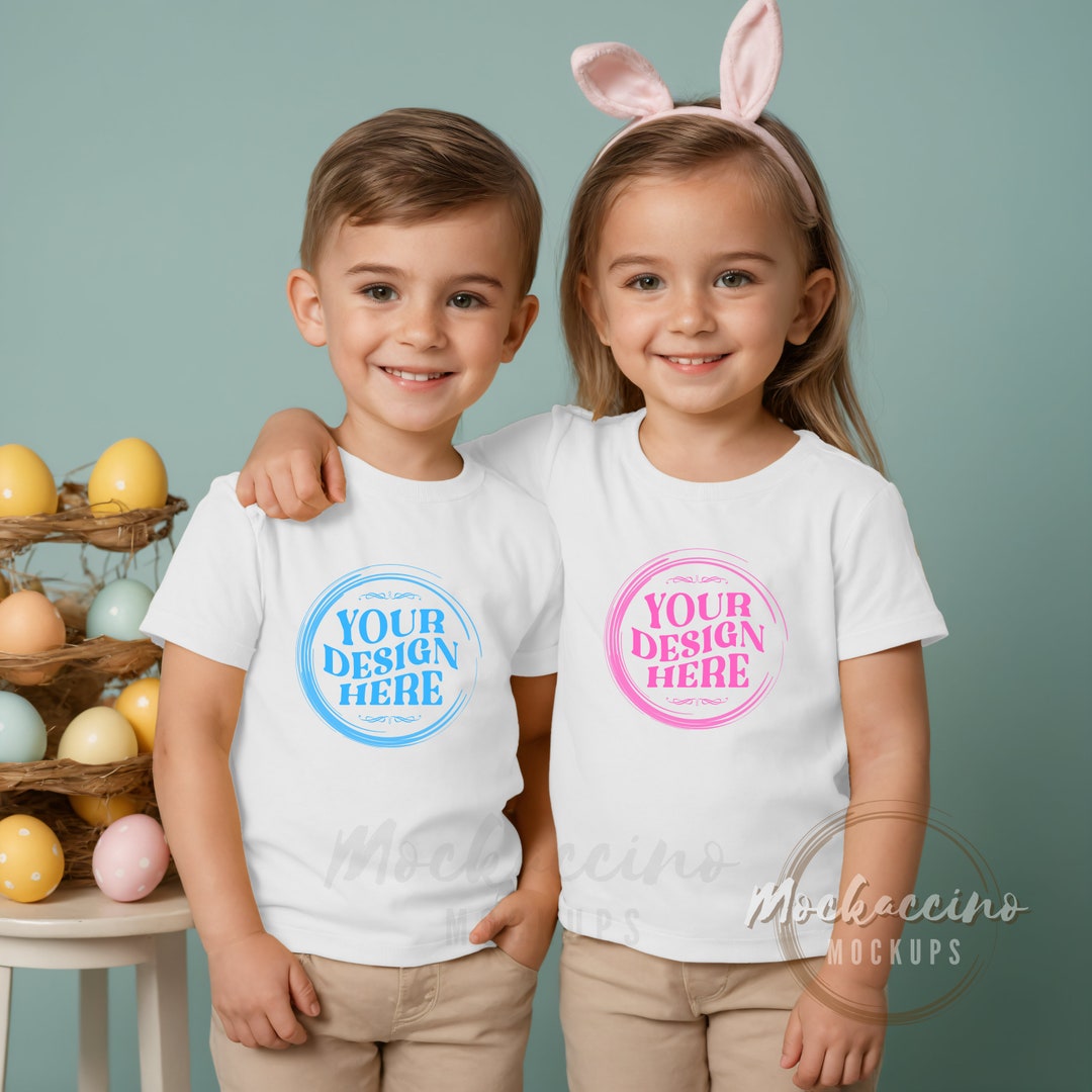 Brother and Sister Easter Tshirt Mockup, Kids Easter Mockup, Children ...