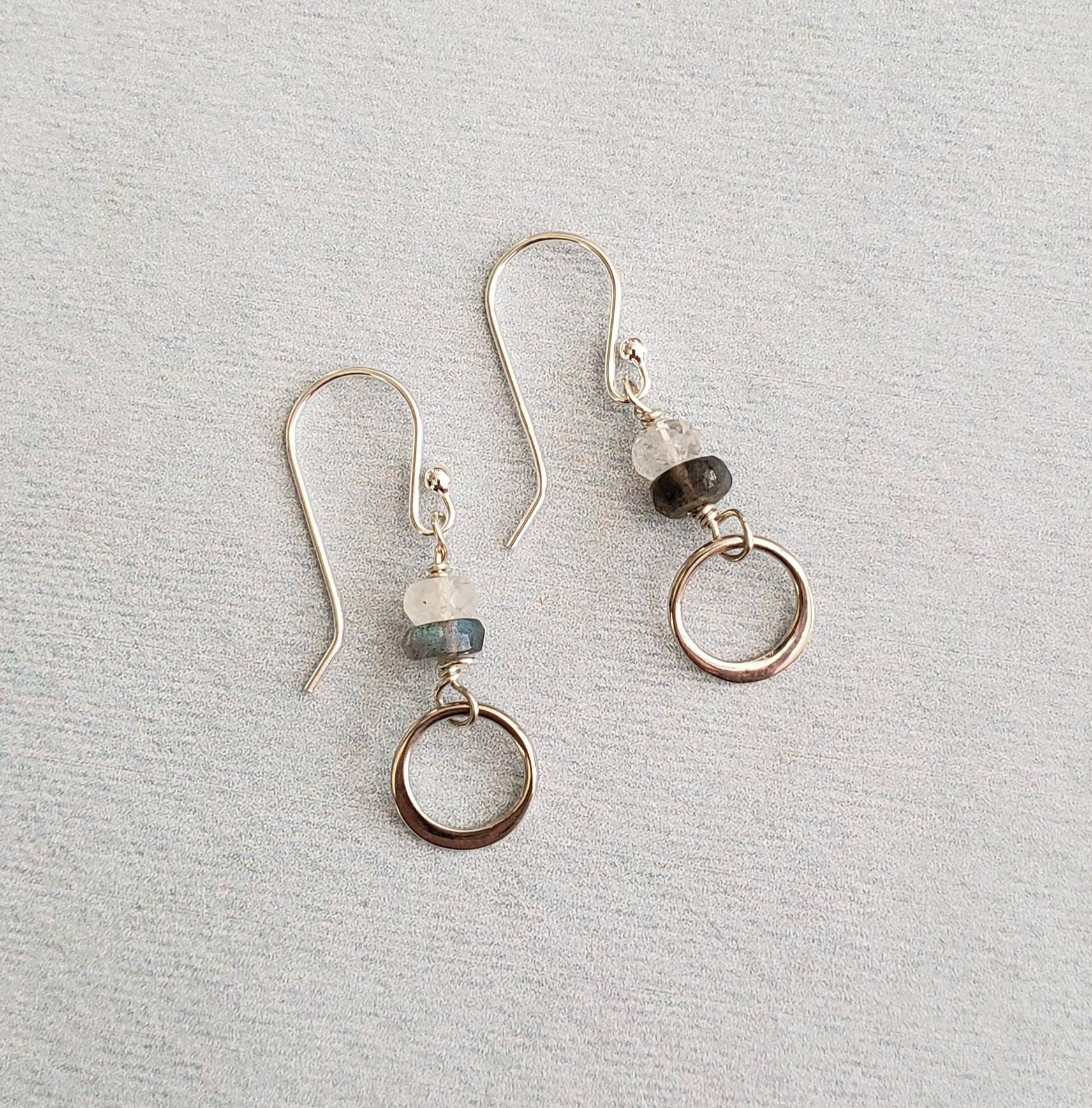 Silver Gemstone Earrings with Moonstone and Labradorite beads | Etsy