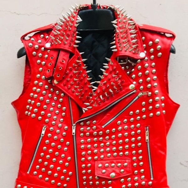 Mens Punk Leather Vest - Etsy