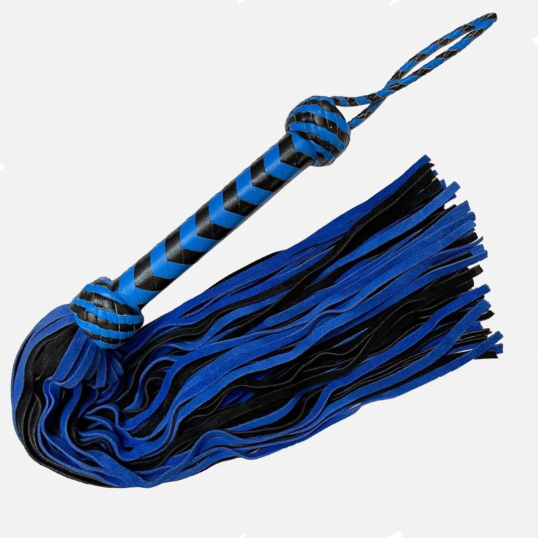 Real Leather Flogger 100 Falls Suede Leather Genuine Cowhide Black/blue ...