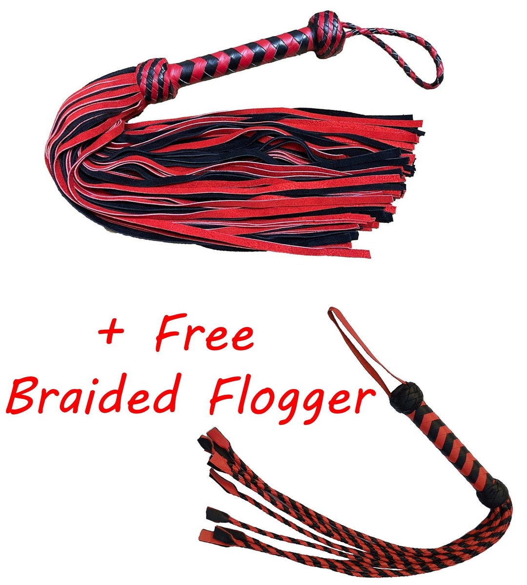Real Cow Hide Leather Floggers 100 Falls Pack of 2 Pcs Handmade Braided ...