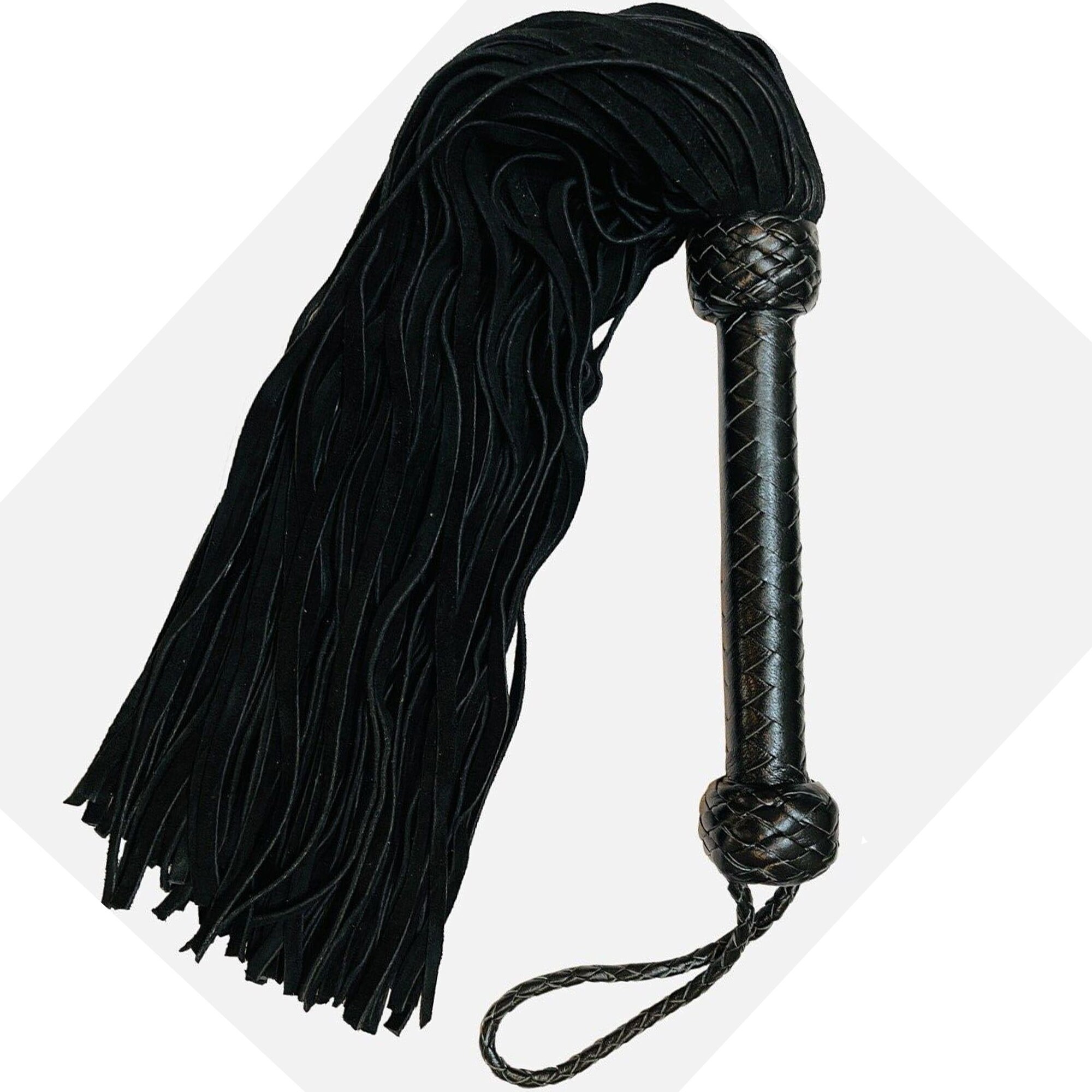 BDSM Real Cow Hide Black Leather Flogger 100 Thick Tails Heavy & Thuddy ...