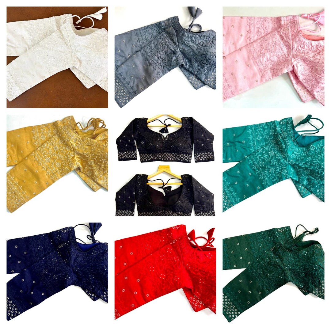 New Stylish Latest Sequence Work Long Sleeves Blouses Stitched Fancy ...