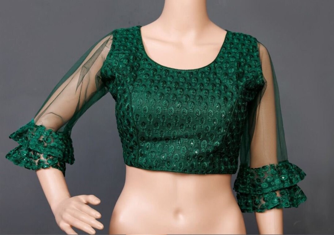 New Sequence Work Long Sleeves Blouses Stitched Bollywood Blouse Ready ...