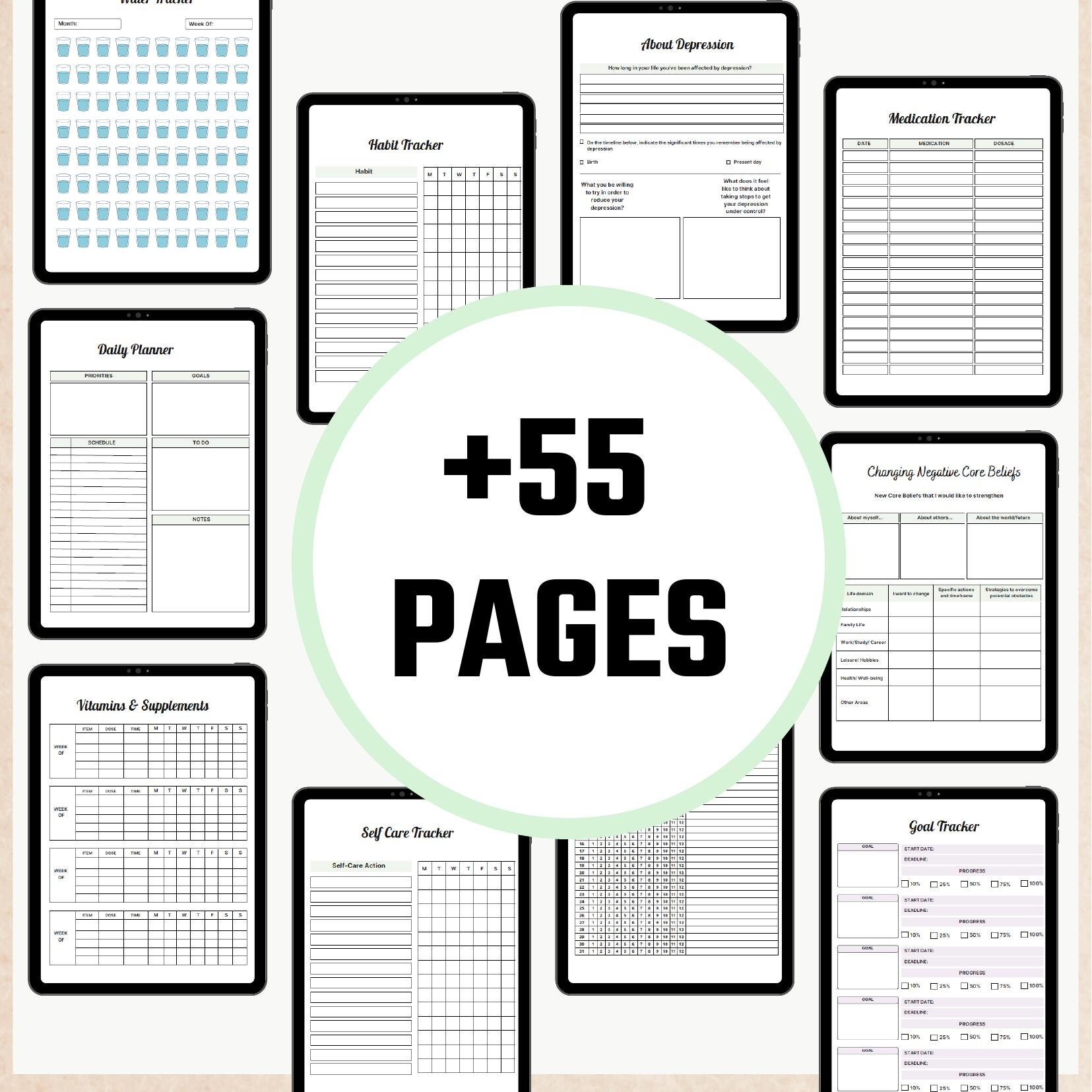 Mental Health Journal / Depression Therapy Planner / Depression Planner ...