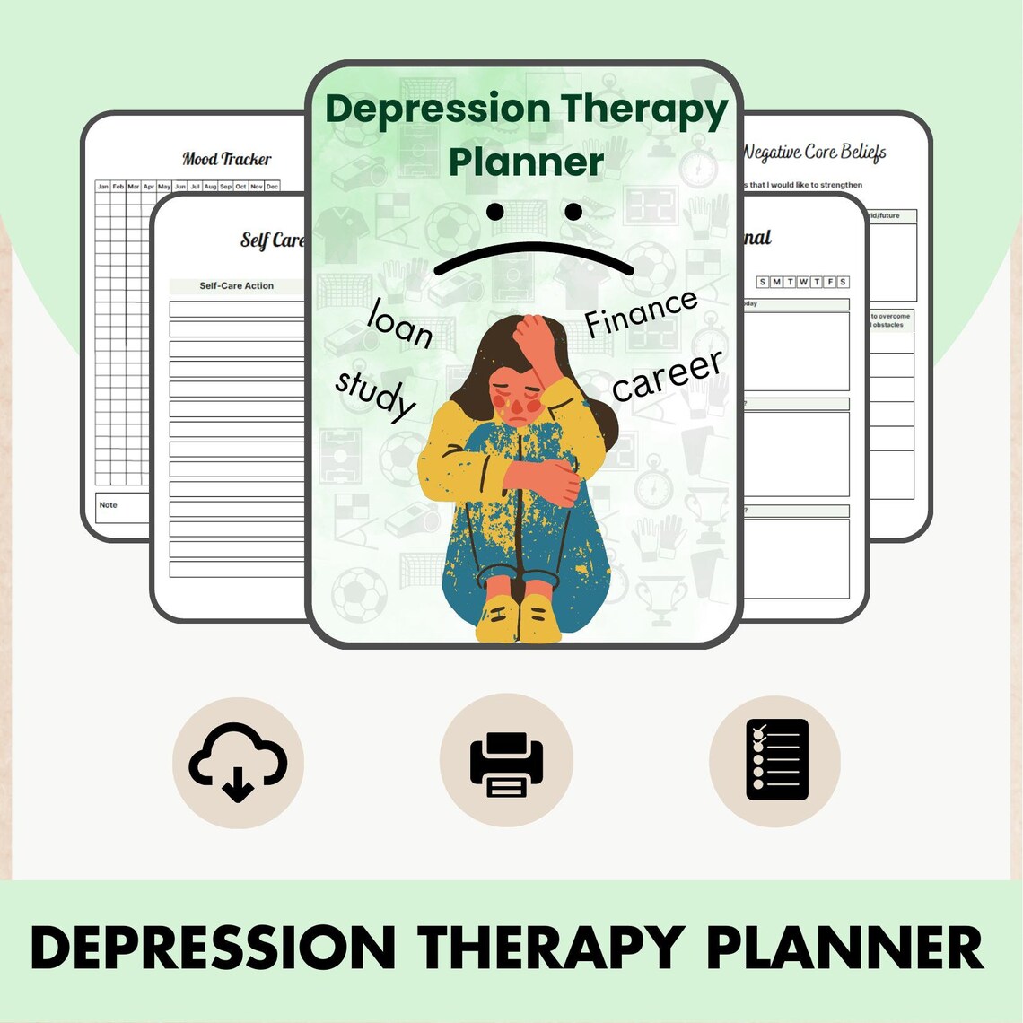 Mental Health Journal / Depression Therapy Planner / Depression Planner ...