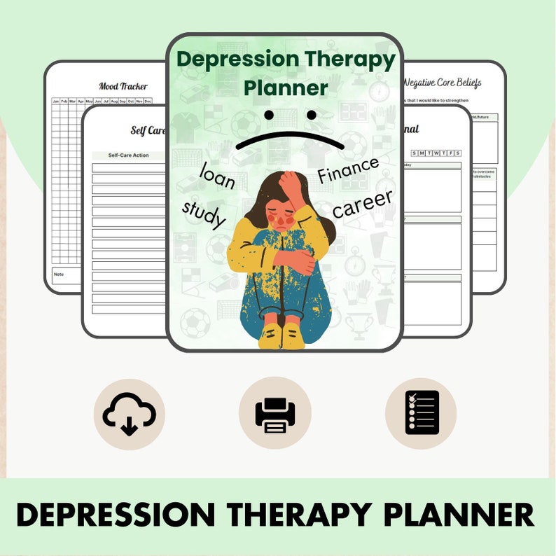 Mental Health Journal / Depression Therapy Planner / Depression Planner ...