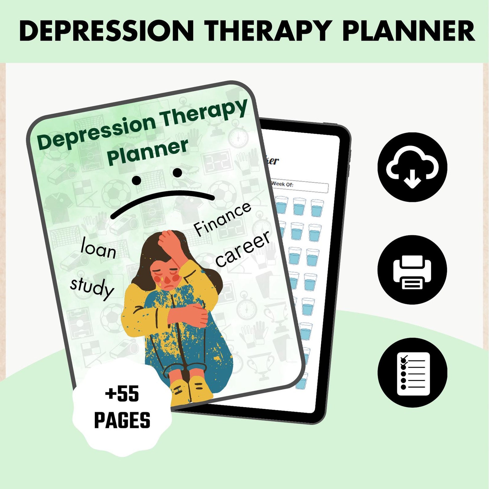 Mental Health Journal / Depression Therapy Planner / Depression Planner ...