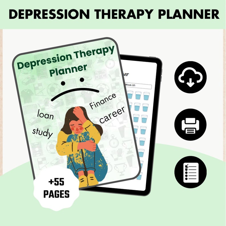 Mental Health Journal / Depression Therapy Planner / Depression Planner ...