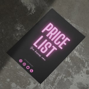 Price List Template, Easy Editable in Canva, Printable, Instant ...