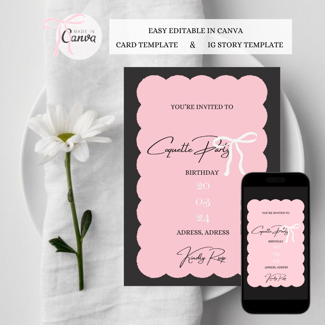 Aesthetic Coquette Card Invitation Template , Special Event Invitation ...